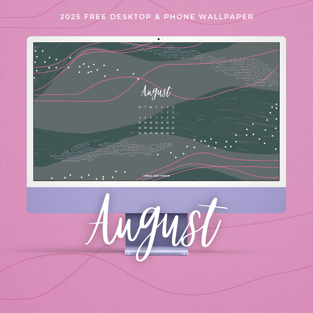 August 2025 Illustrated Desktop & Phone Wallpaper by Virgo and Paper