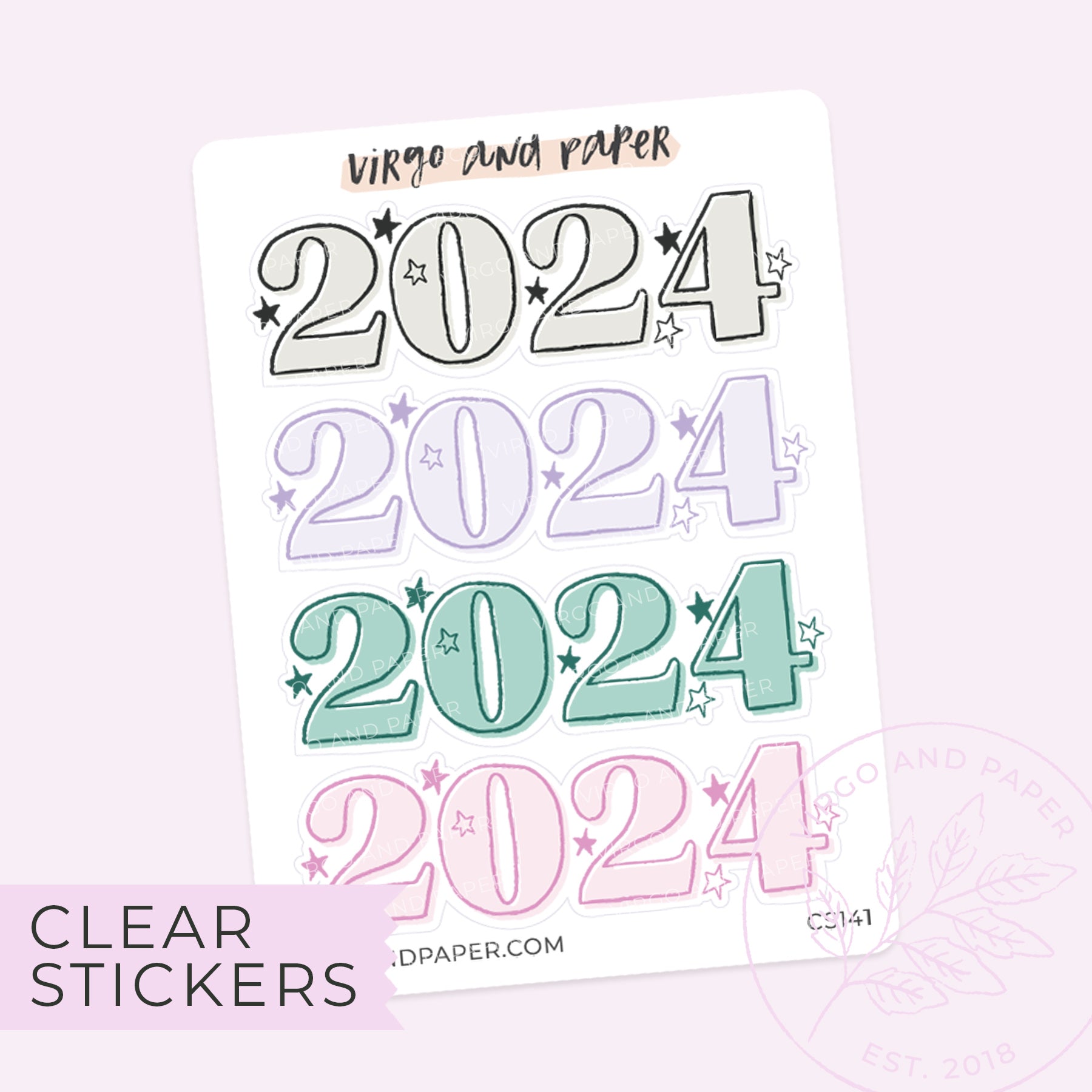 Clear 2024 Stickers - Pastel Stars – Virgo and Paper
