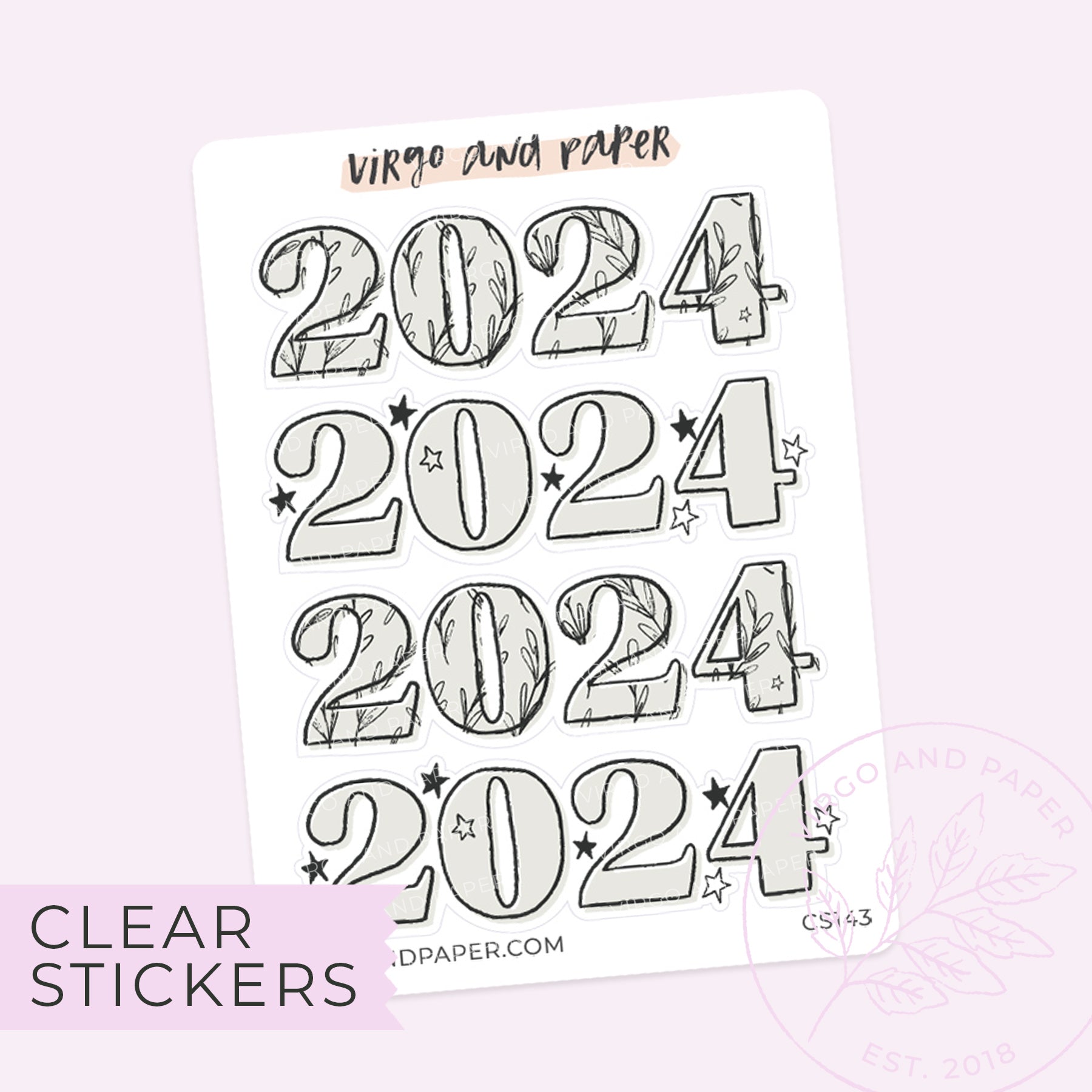 Clear 2024 Stickers - Neutral Stars & Leaves – Virgo and Paper
