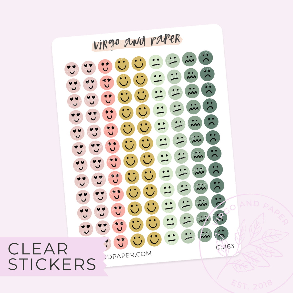 Clear Mood Emoji Stickers - To Be Read '24 – Virgo and Paper