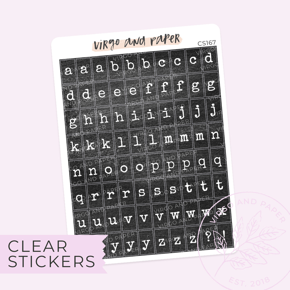 Clear Typewriter Alphabet Stickers - Space Gray – Virgo and Paper