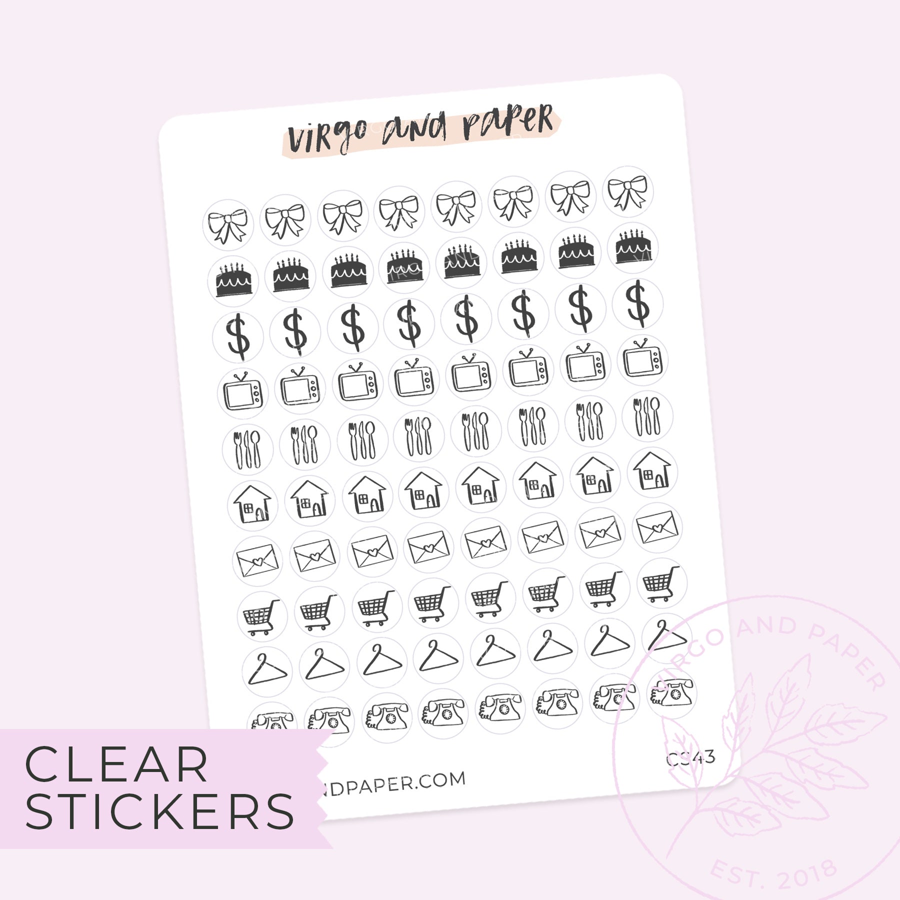 Clear Stickers – Virgo and Paper