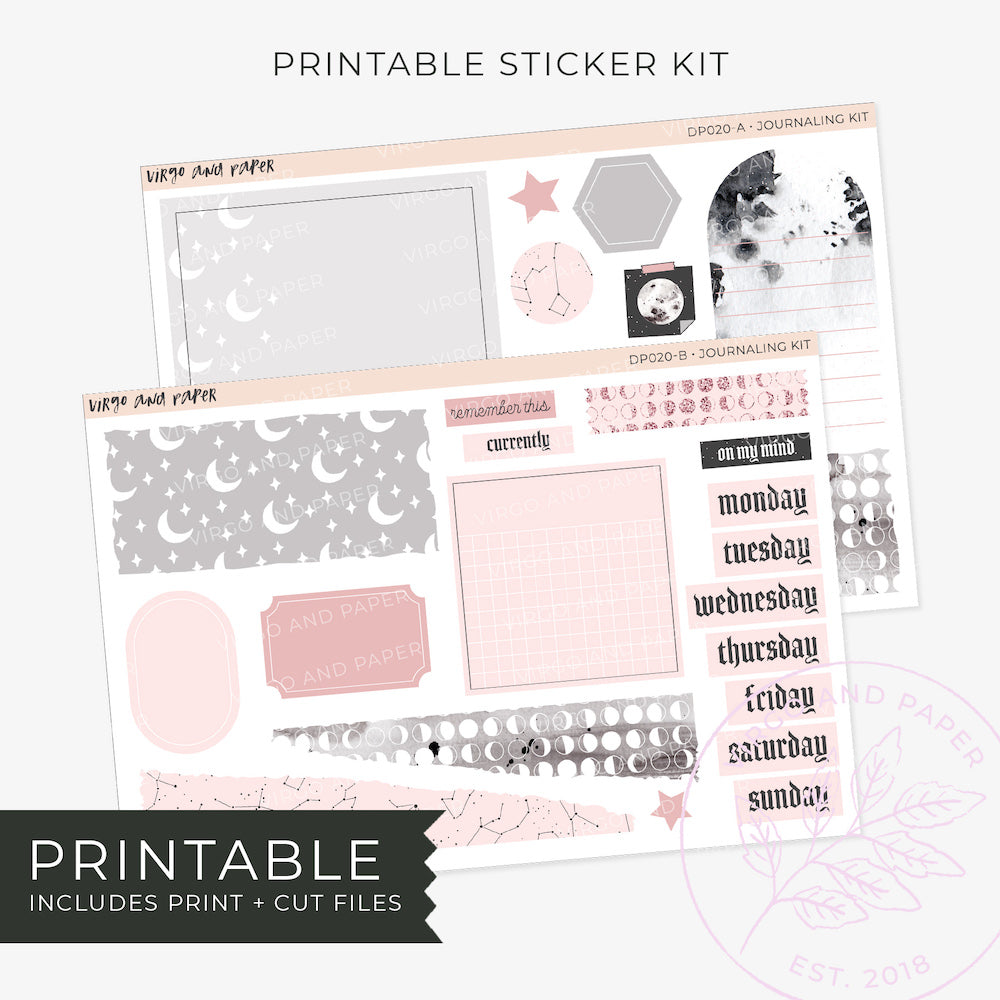 Printable Journaling Stickers - Luna – Virgo and Paper