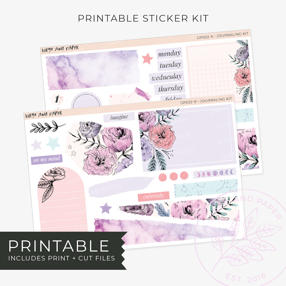 Printable Journaling Stickers - Imagine – Virgo and Paper