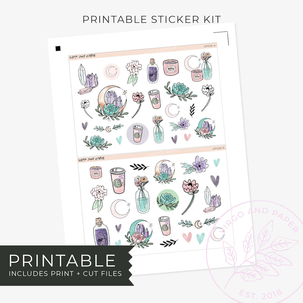 Printable Decorative Stickers - Moonlight – Virgo and Paper