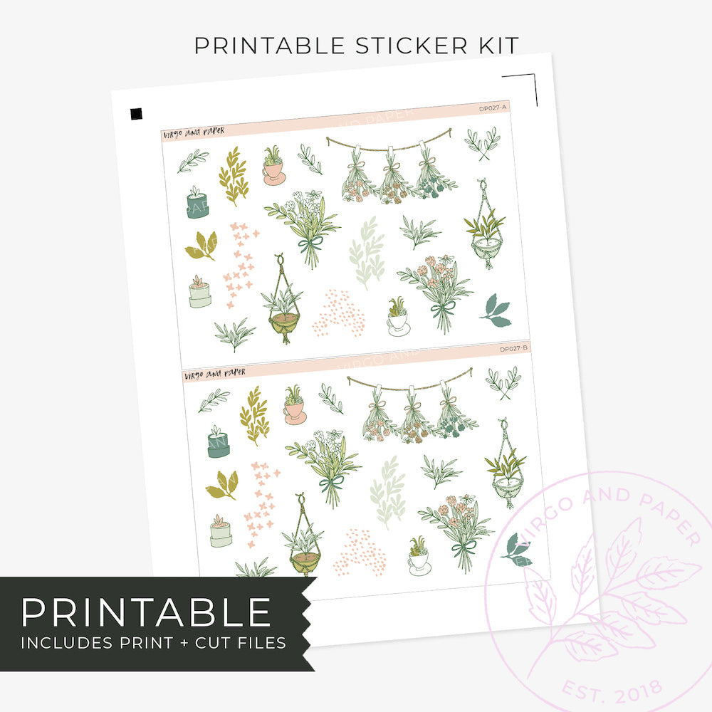 Printable Decorative Stickers - Greenhouse – Virgo and Paper