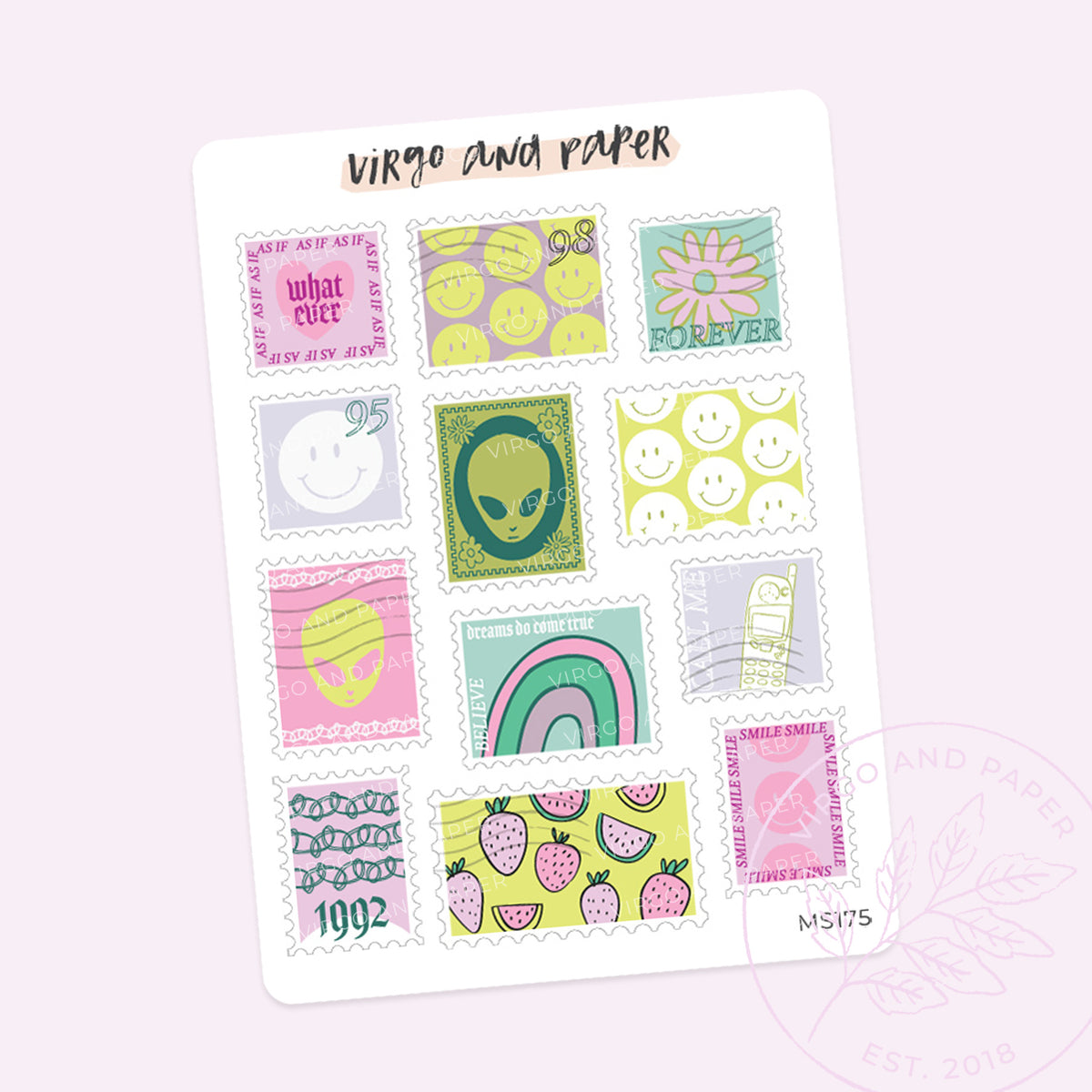 1990s Nostalgia Decorative Stamp Stickers – Virgo and Paper