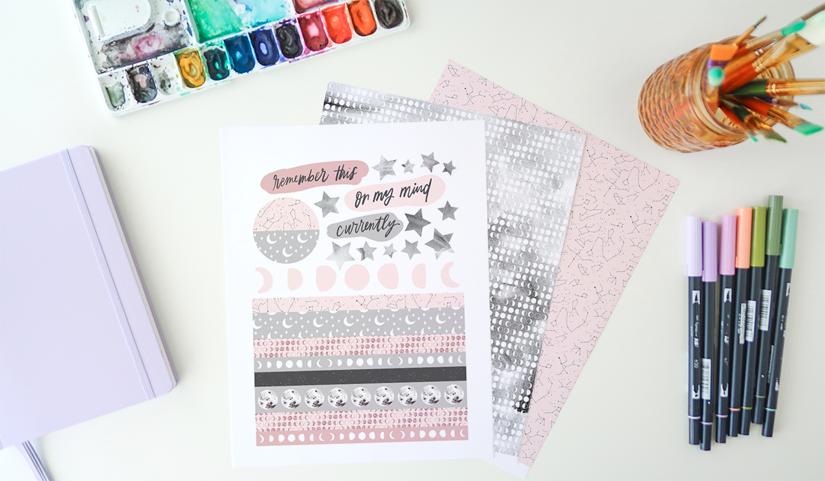 Printable Paper Craft Kit - Luna Collection | Patterned Papers, Journa ...